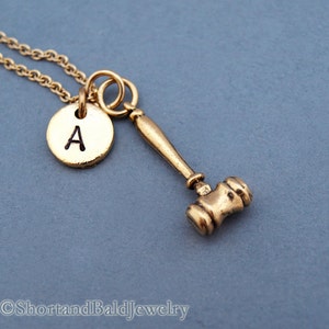 Gavel Necklace, Gavel Charm, Gold Gavel, Law Necklace, Initial Necklace ...