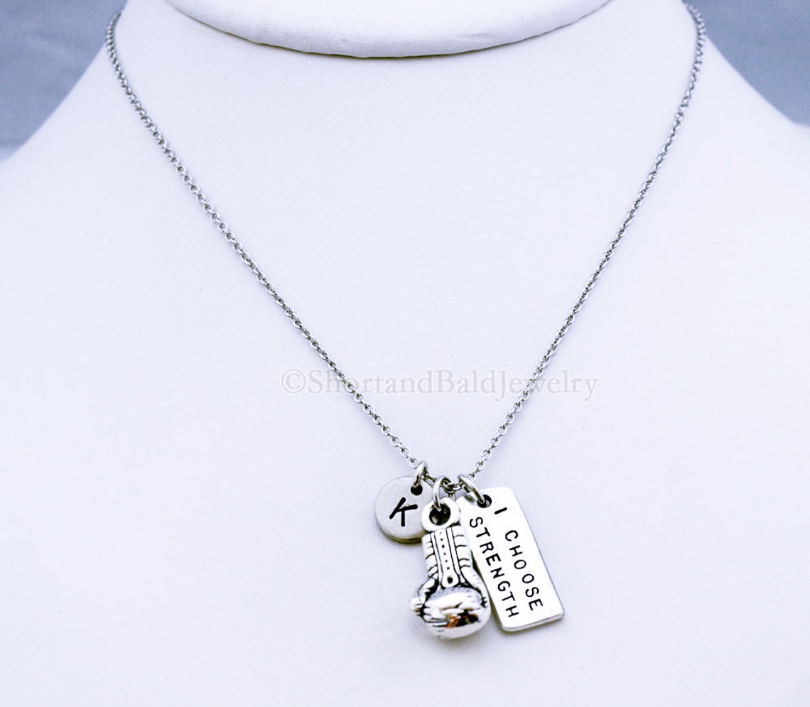 I Choose Strength Boxing glove charm necklace Fighting | Etsy