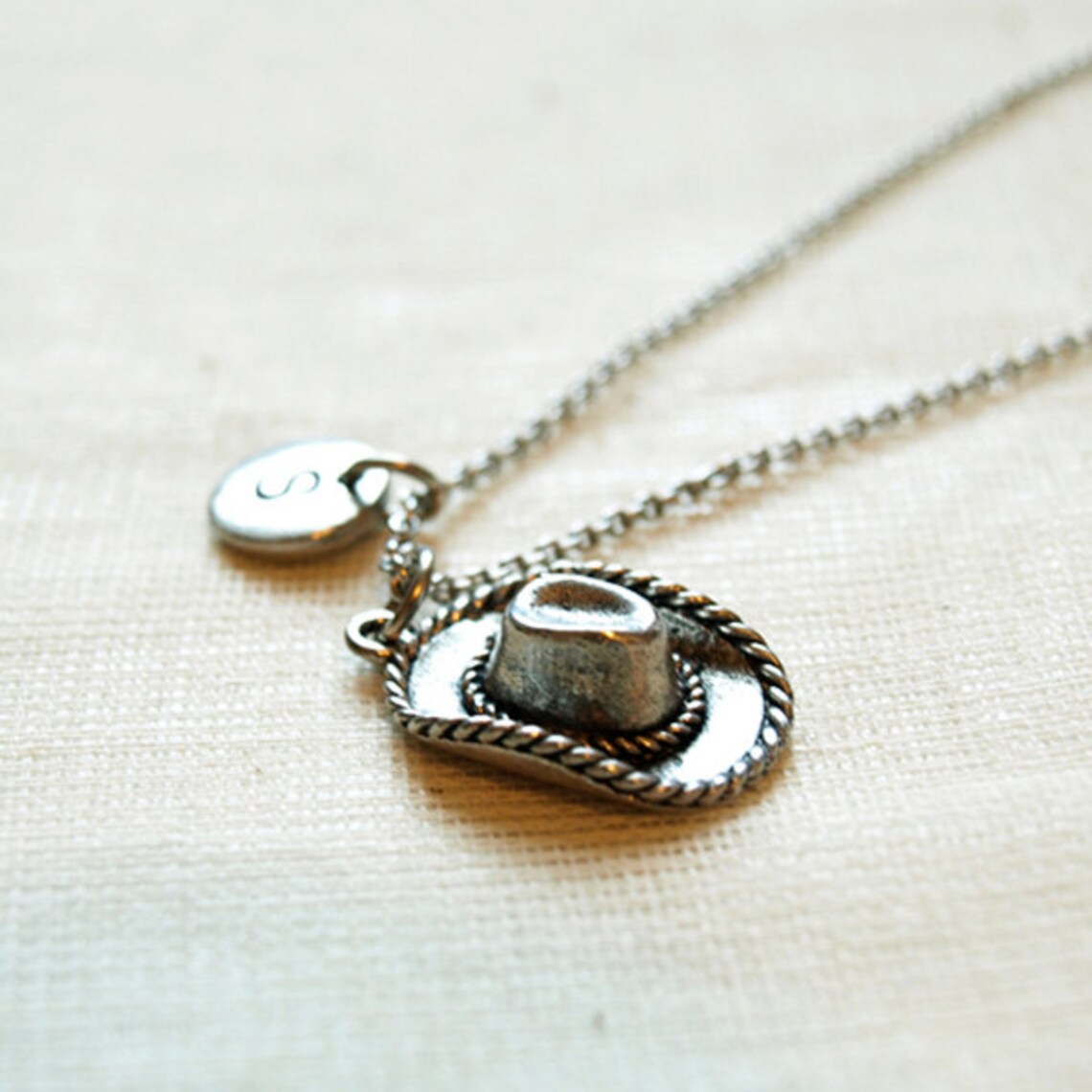 Cowboy Hat Necklace Cowgirl Hat Necklace Initial Necklace - Etsy