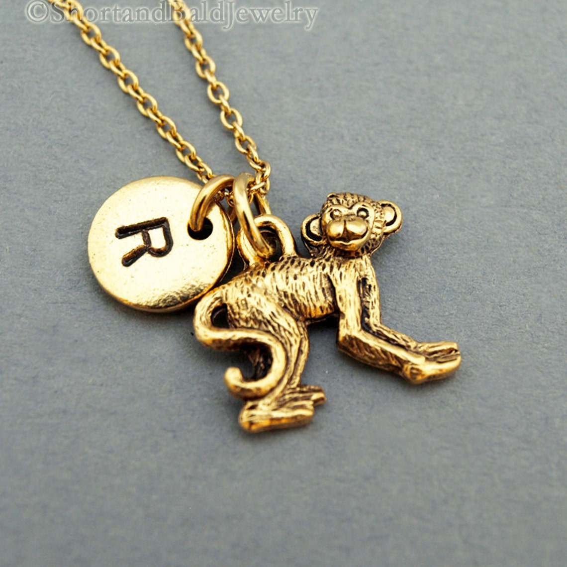 Monkey Charm Necklace Gold Monkey Charm Gold Monkey - Etsy