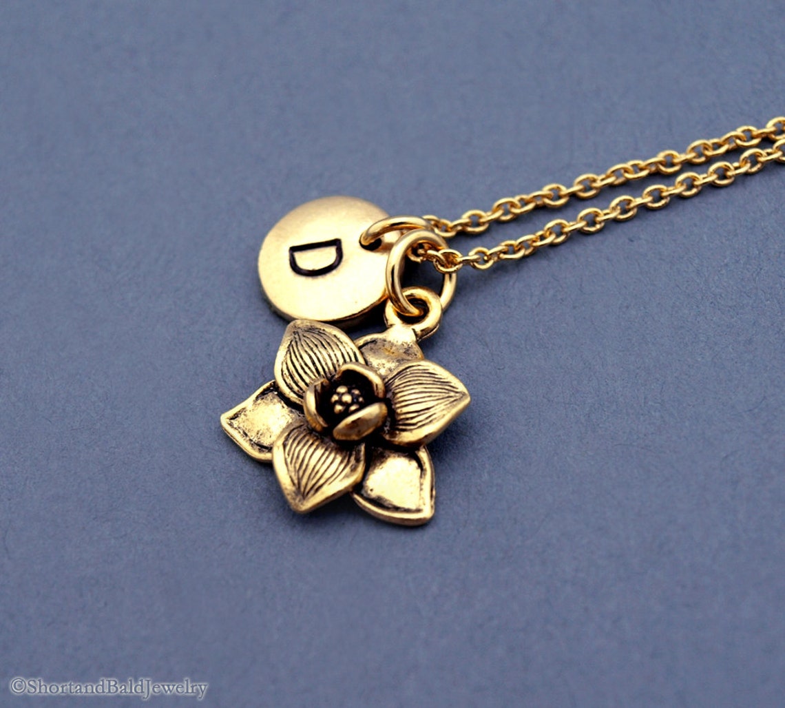 Magnolia Flower Necklace Gold Magnolia Flower Charm Garden - Etsy