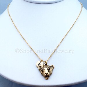 Leopard Head Necklace, Leopard Head Charm, Gold Leopard Charm Jewelry ...