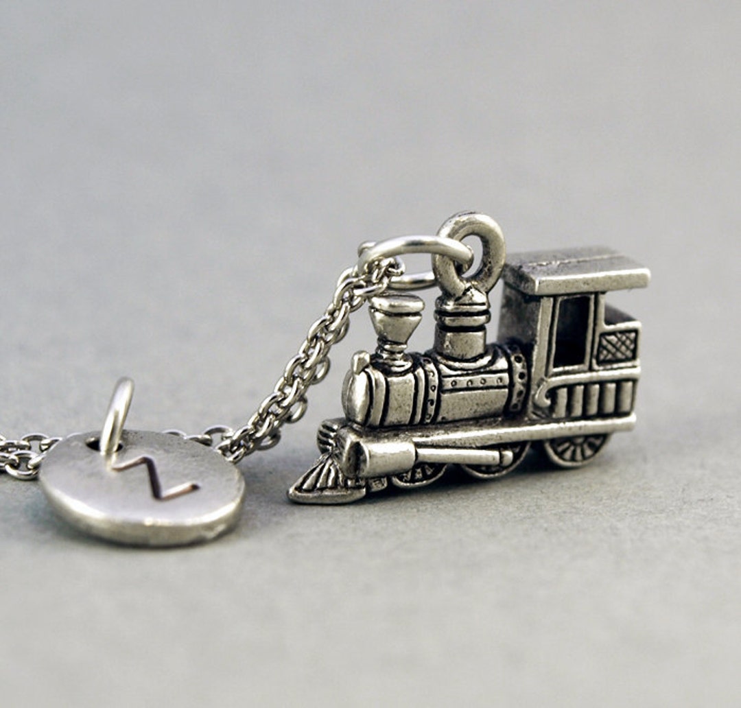 Steam Train Necklace, Train Necklace, Train Pendant, Initial Necklace ...
