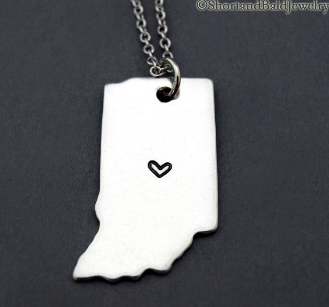 Indiana Necklace, Indiana State Map Charm, Indiana State Silhouette ...