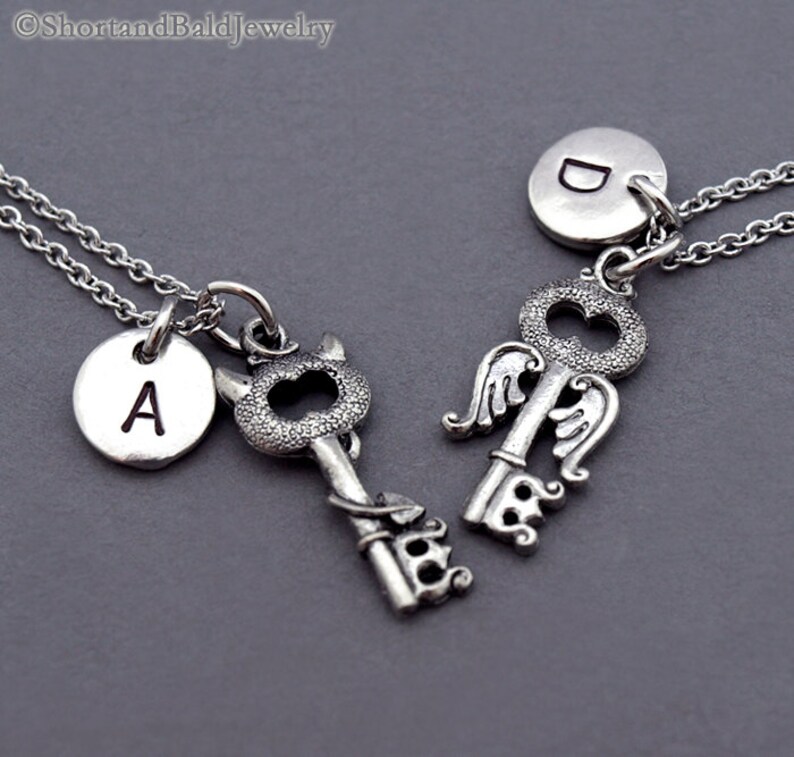 Angel Key Devil Key Necklace Antique Key Charms Two Best | Etsy