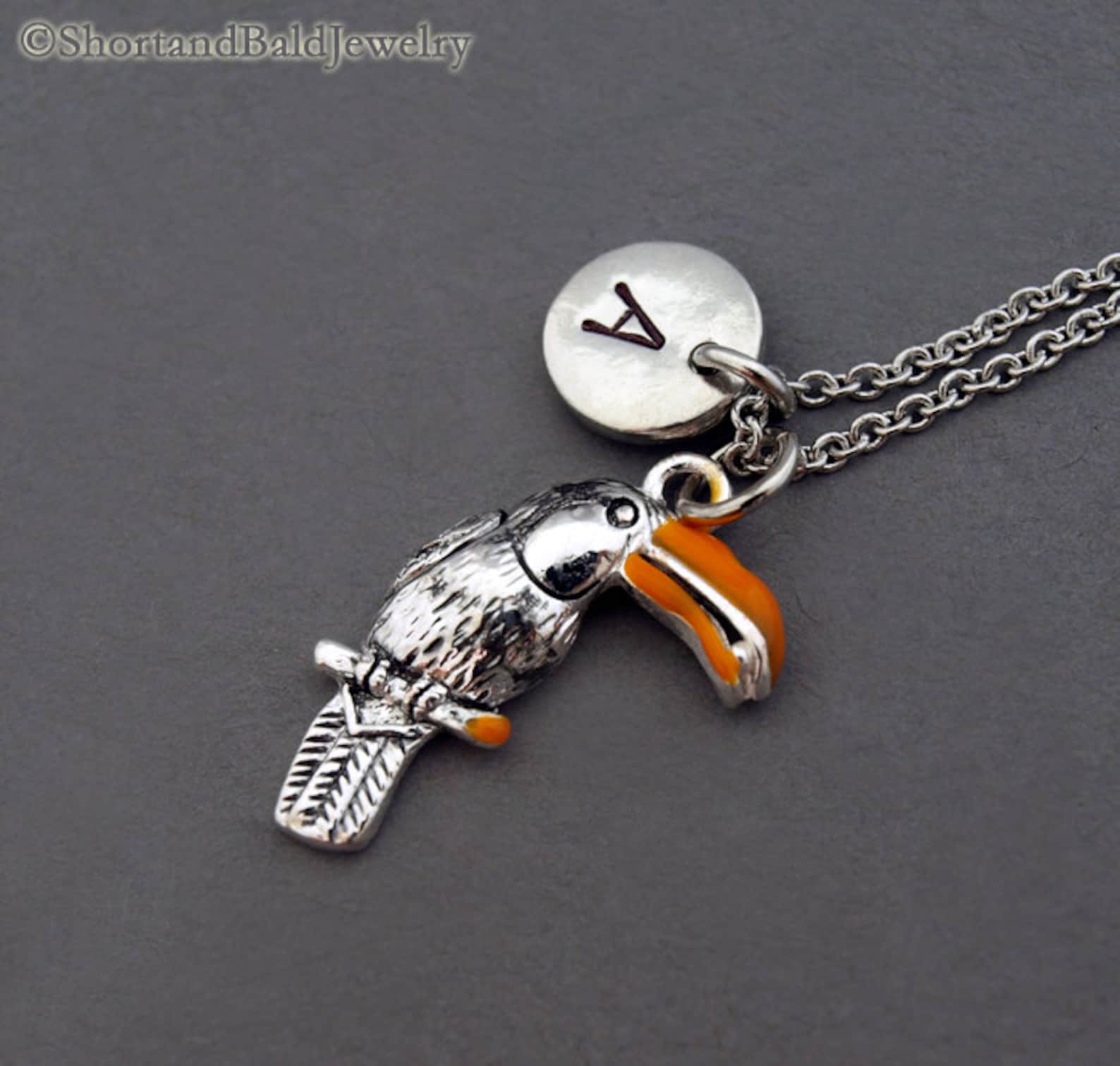 Toucan Necklace, Toucan Charm, Toucan Charm Jewelry, Initial Necklace ...