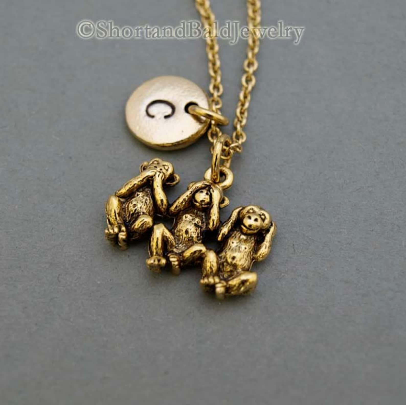 Three Monkeys Necklace, Three Wise Monkeys, Monkey, See No Evil Hear No ...