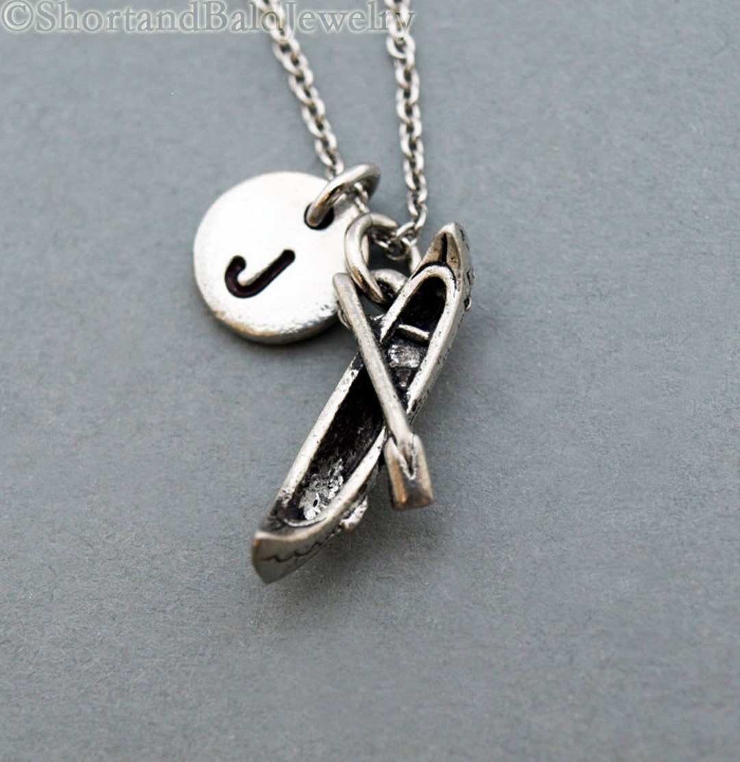 Canoe Necklace, Kayak, Boat Necklace, Paddle Necklace, Initial Necklace ...