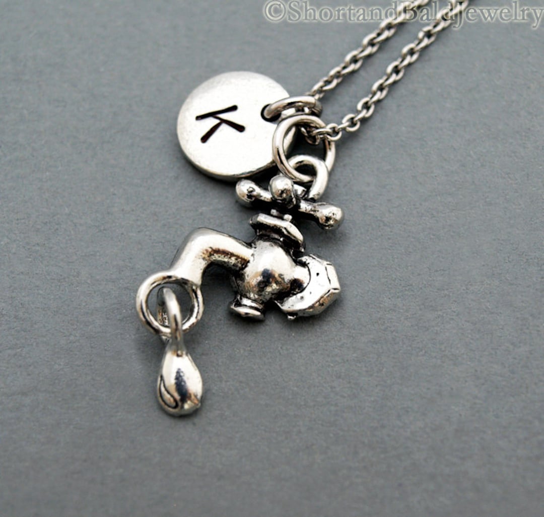 Water Faucet Necklace, Water Drop Necklace, Water Taps, Antique Silver ...