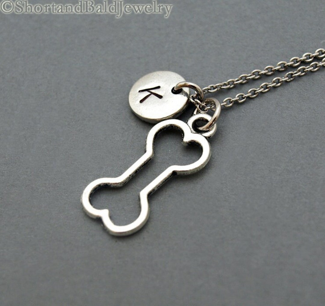 Dog Bone Necklace, Dog Bone Outline, Dog Bone Charm, Antique Silver ...