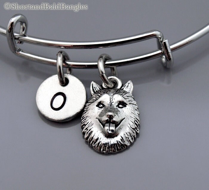 Siberian Husky Dog Bangle, Siberian Husky Head Bracelet, Silver ...