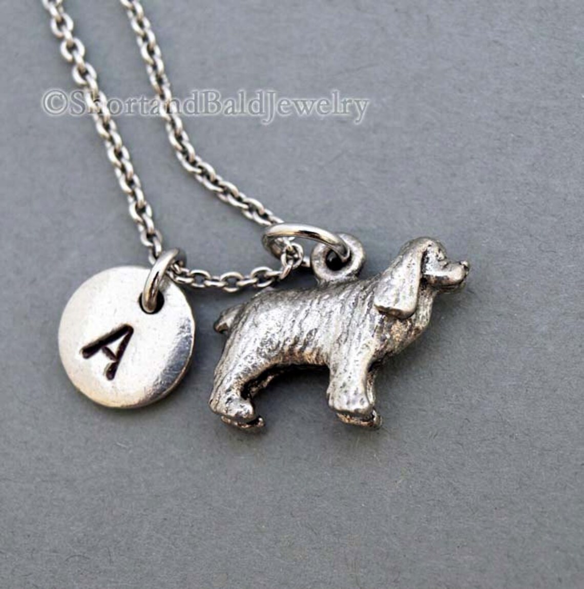 Cocker Spaniel Charm Necklace Cocker Spaniels Initial - Etsy