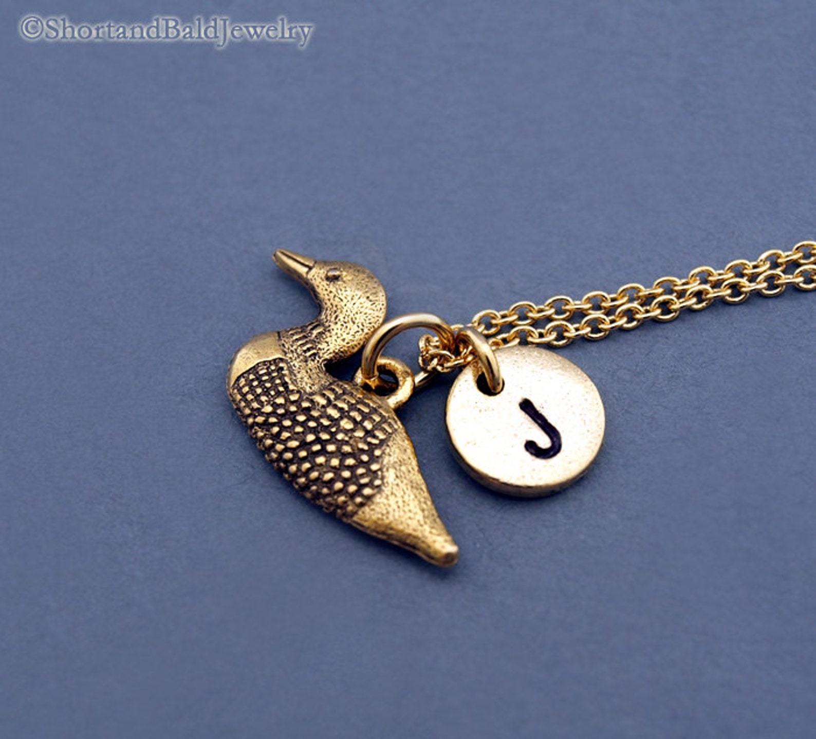 Loon Charm Necklace Gold Loon Charm Divers Loon Bird - Etsy