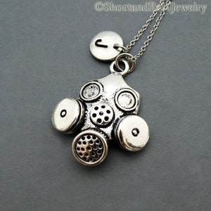 Gas Mask Necklace, Protective Mask, Antique Silver, Initial Necklace ...