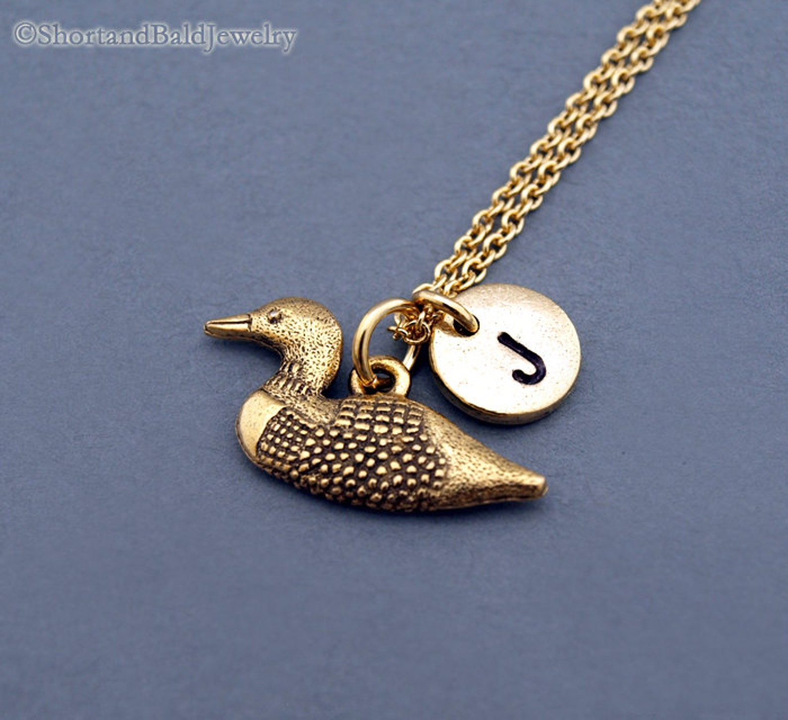 Loon Charm Necklace Gold Loon Charm Divers Loon Bird - Etsy