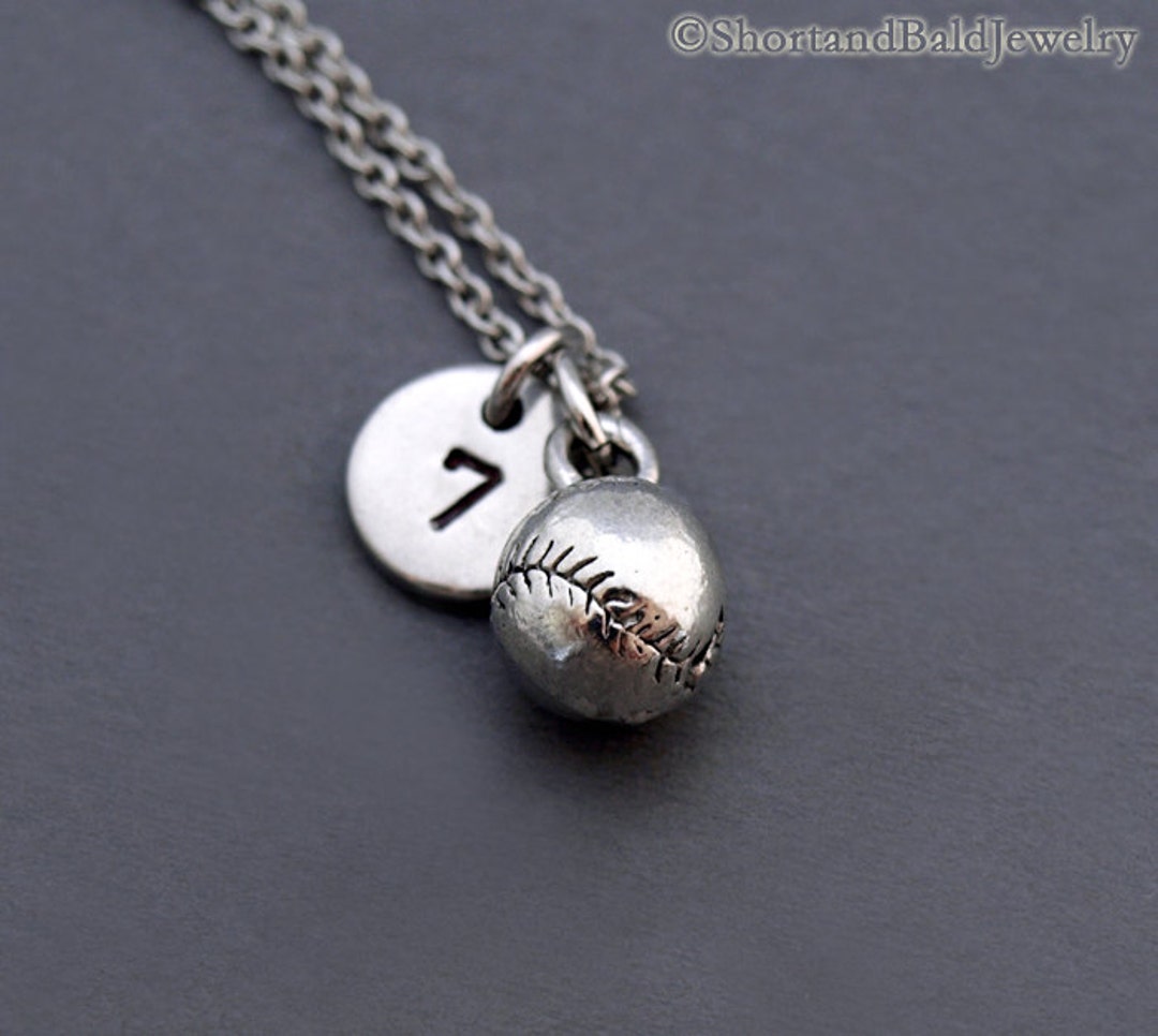 Baseball Necklace, Silver Baseball Ball Charm Necklace, Baseball Team ...