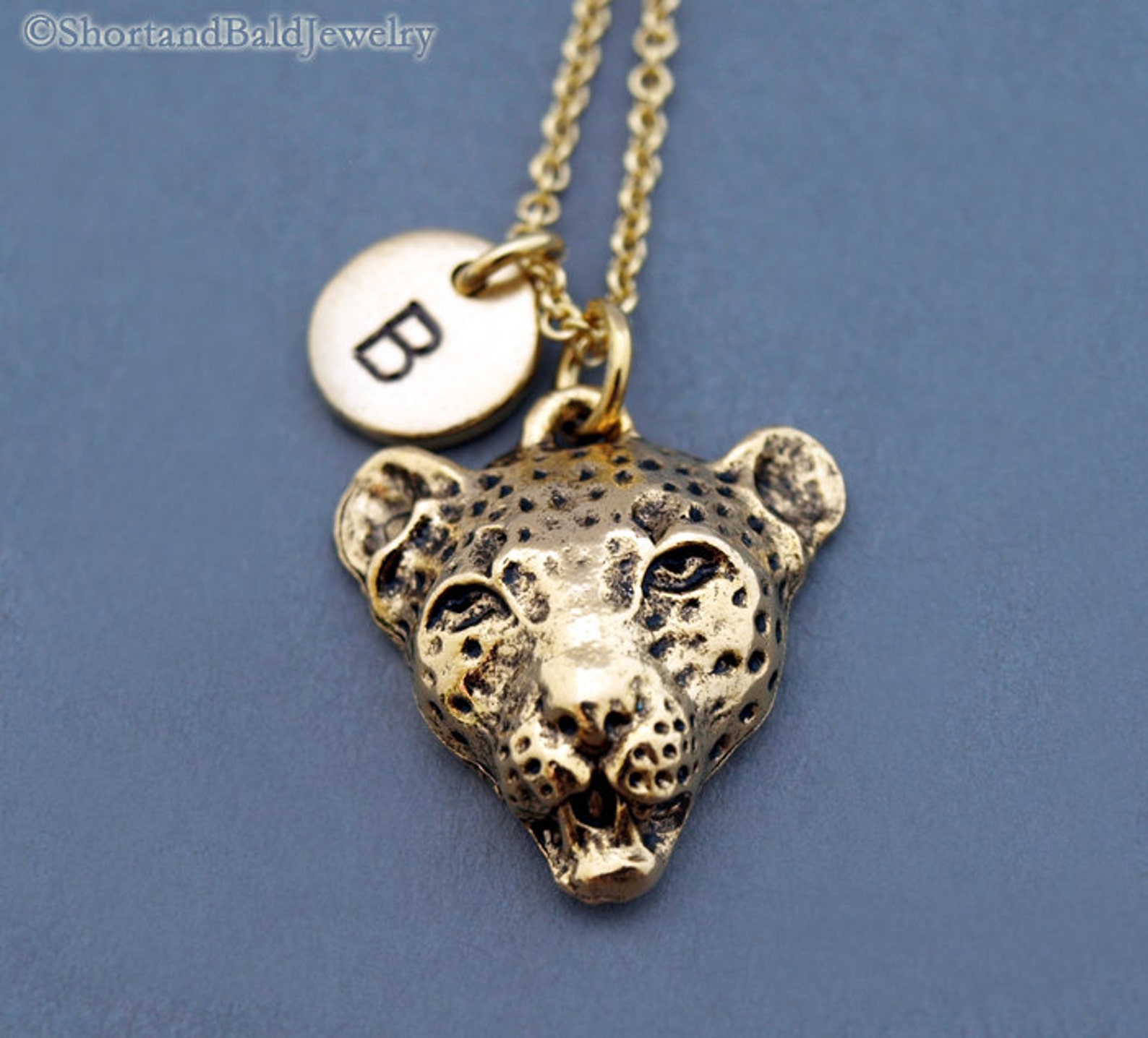 Leopard Head Necklace Leopard Head Charm Gold Leopard Charm - Etsy