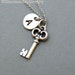Small Key Necklace, Antique Key Necklace, Initial Necklace, Initial ...