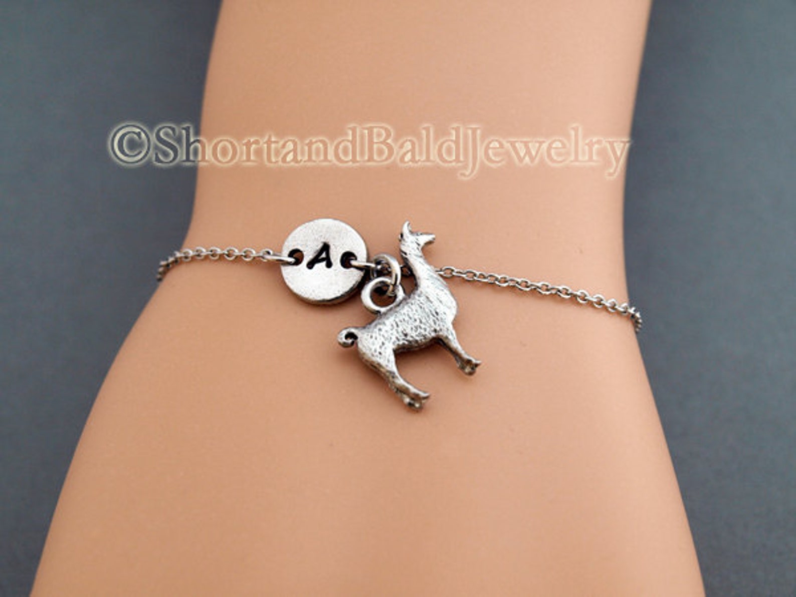 Llama Charm Bracelet Lama Glama Antique Silver Initial - Etsy