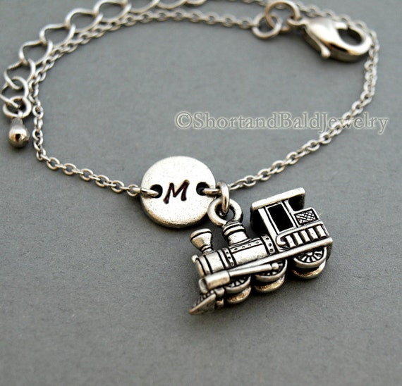 Steam train charm bracelet steam engine antique silver | Etsy
