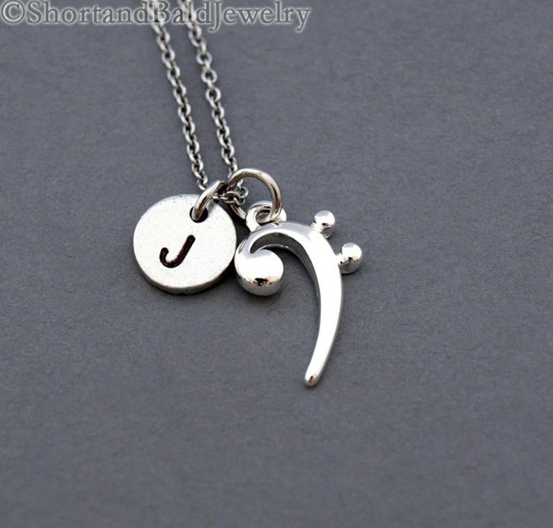 Bass Clef Necklace Silver Bass Clef Charm Necklace Base - Etsy