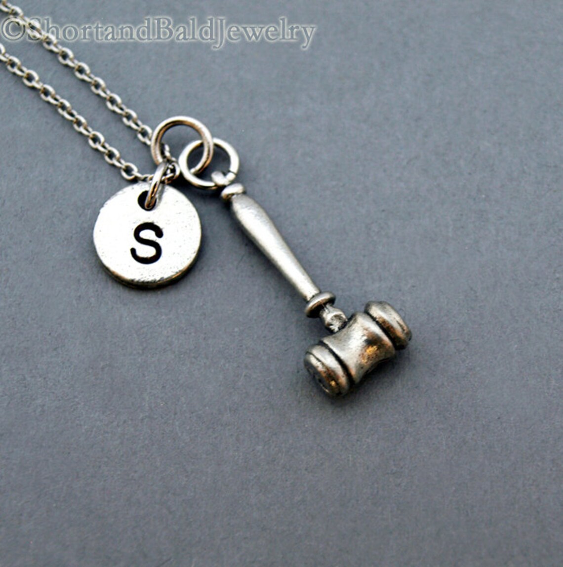 Gavel Necklace Gavel Charm Silver Gavel Law Necklace - Etsy