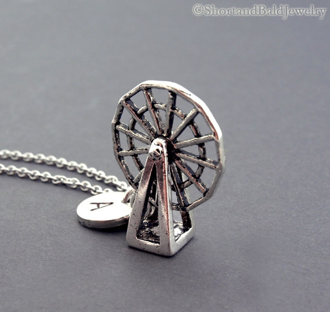 Ferris Wheel Charm Necklace, Big Wheel, Observation Wheel, Initial ...