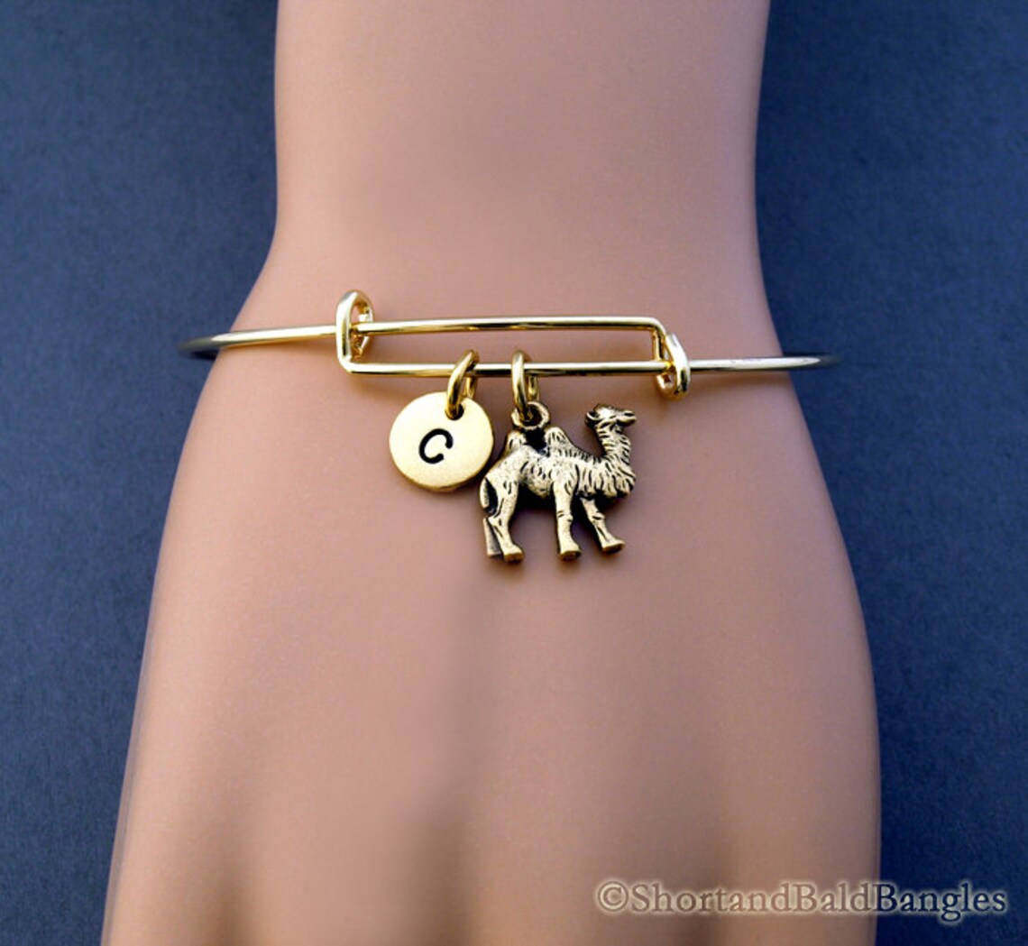 Camel Bangle, Camel Bracelet, Gold Camel Charm Jewelry, Expandable ...
