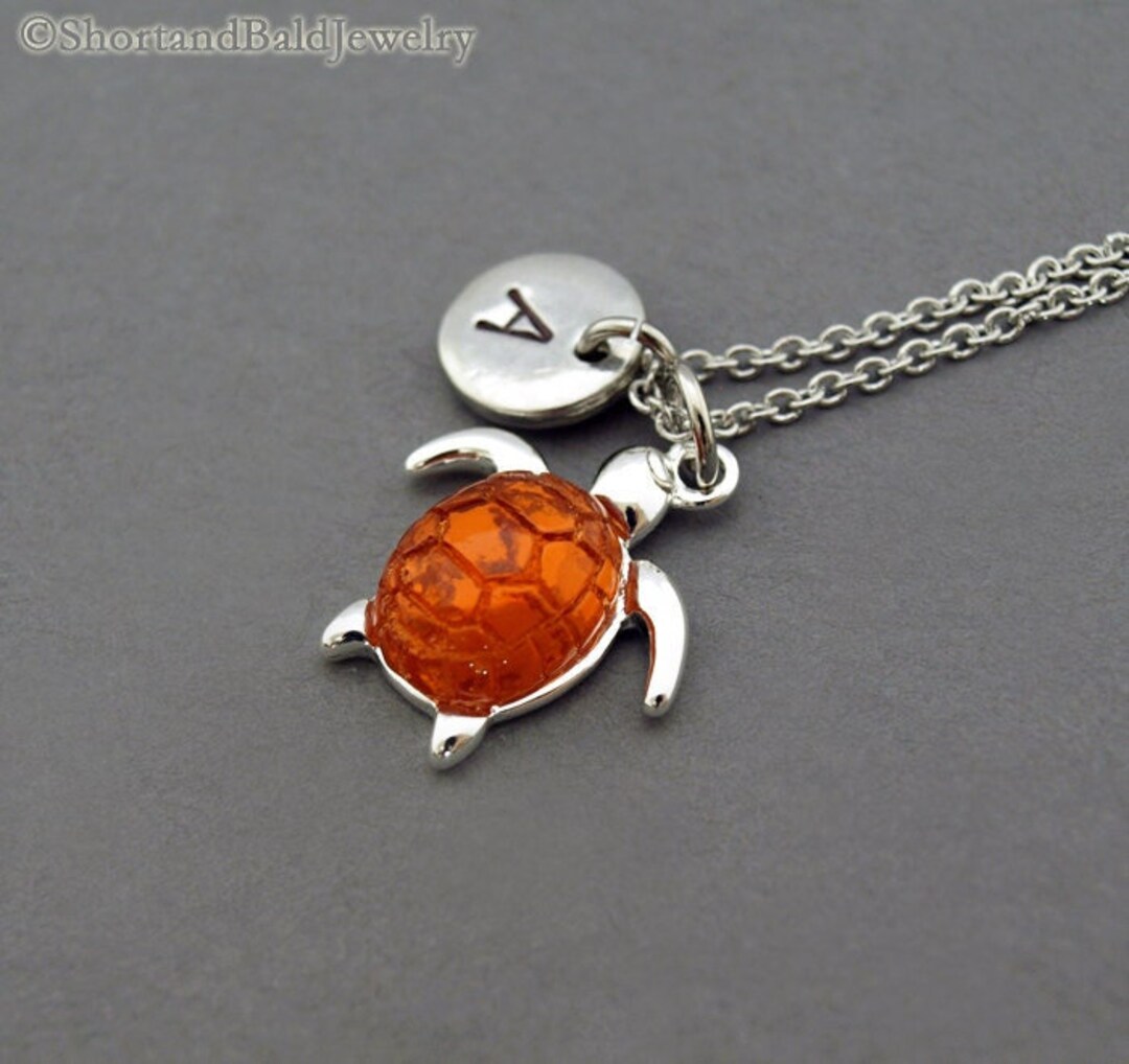 Turtle Necklace, Brown Shell Turtle, Silver Turtle, Antique Silver ...