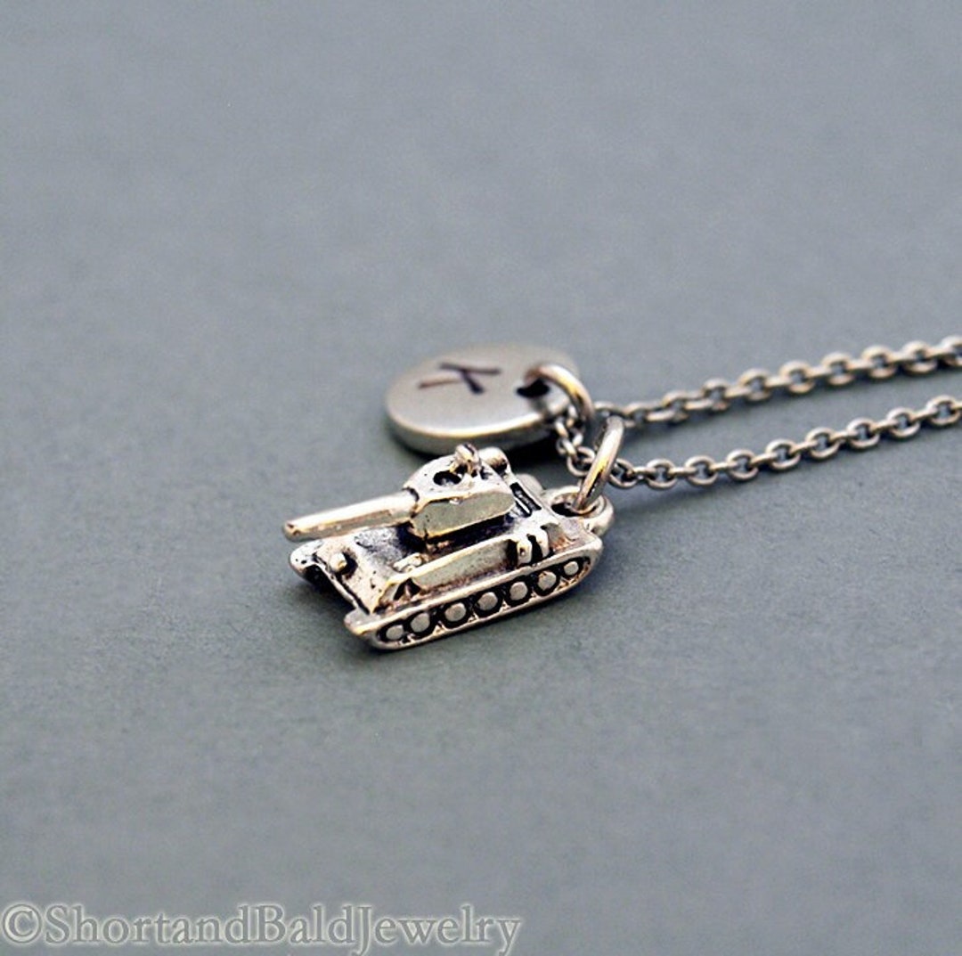 Army Tank Necklace, Tank 3D, Military Tank, Initial Necklace, Initial ...