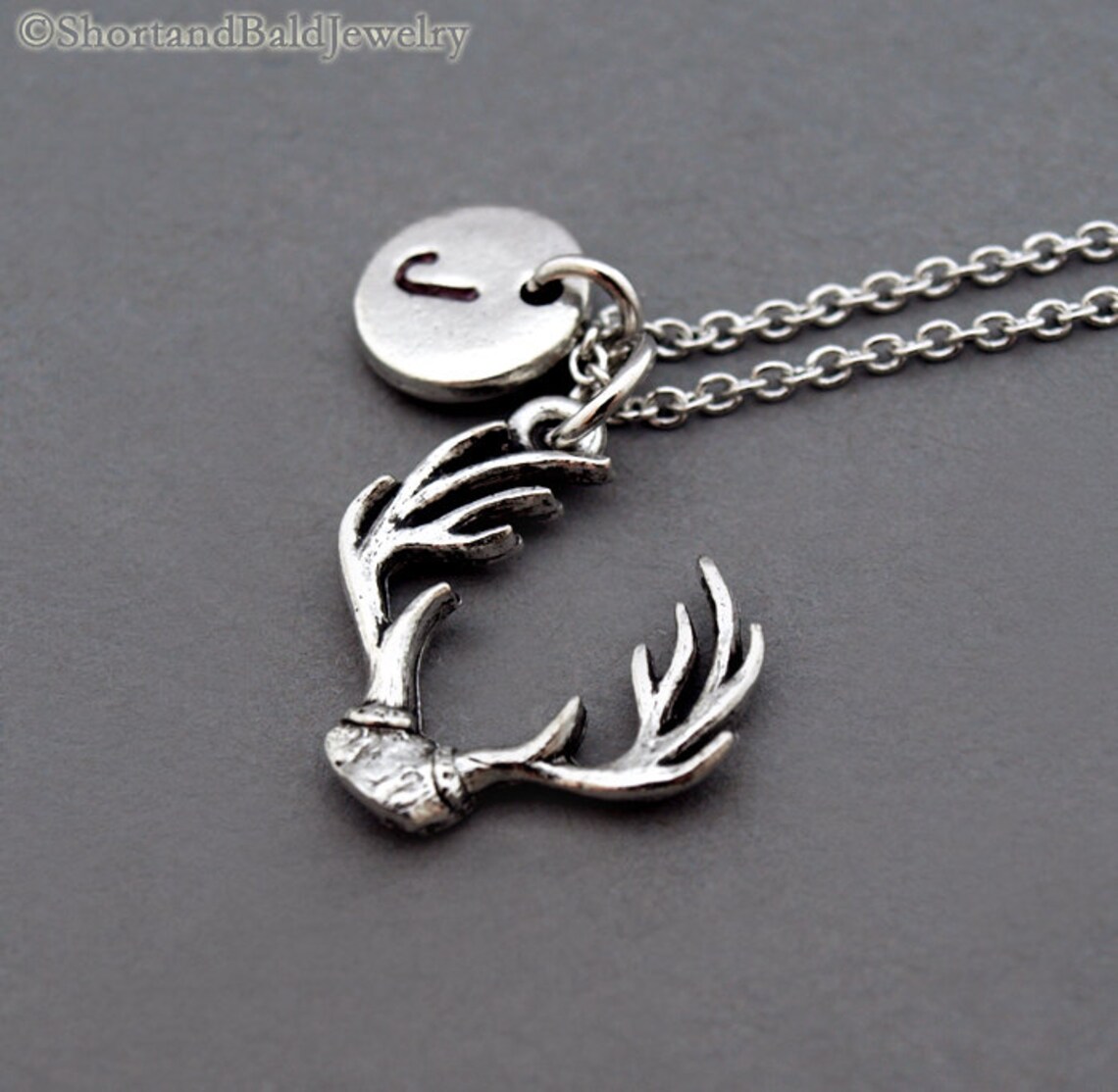 Antler Necklace Silver Antler Charm Deer Antler Antique - Etsy