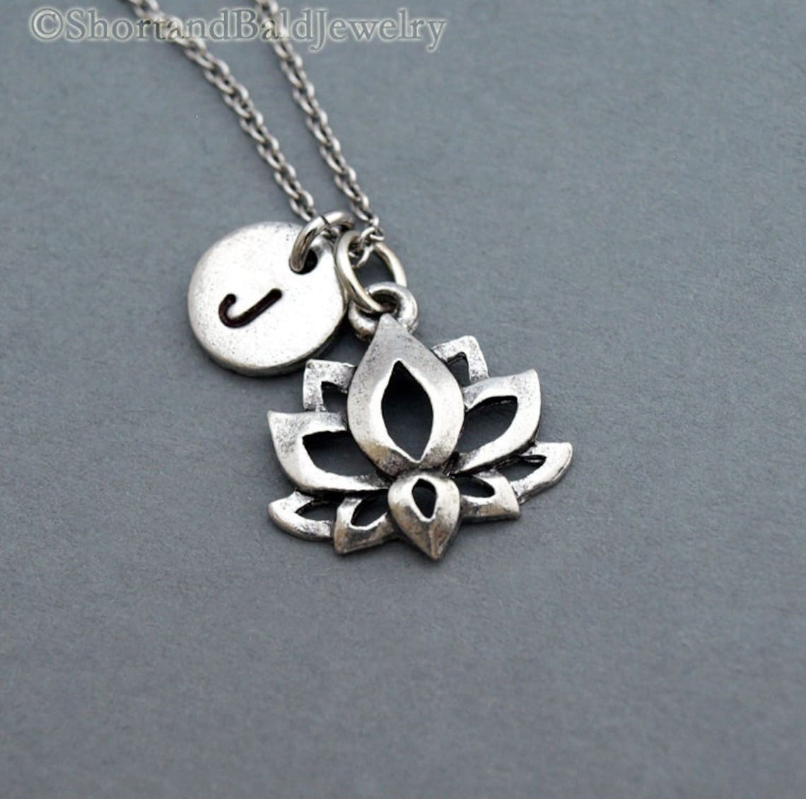 Lotus Flower Necklace Lotus Charm Necklace Silver Lotus - Etsy