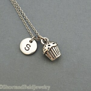 Cupcake Necklace, Cupcake Charm, Muffin Necklace, Initial Necklace ...