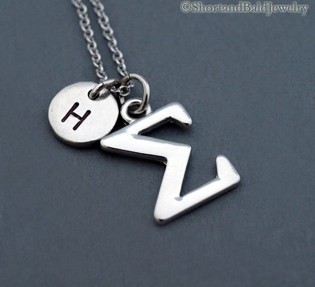 Sigma Necklace, Silver Sigma, Sigma Symbol, Silver Sigma Sign, Latin ...