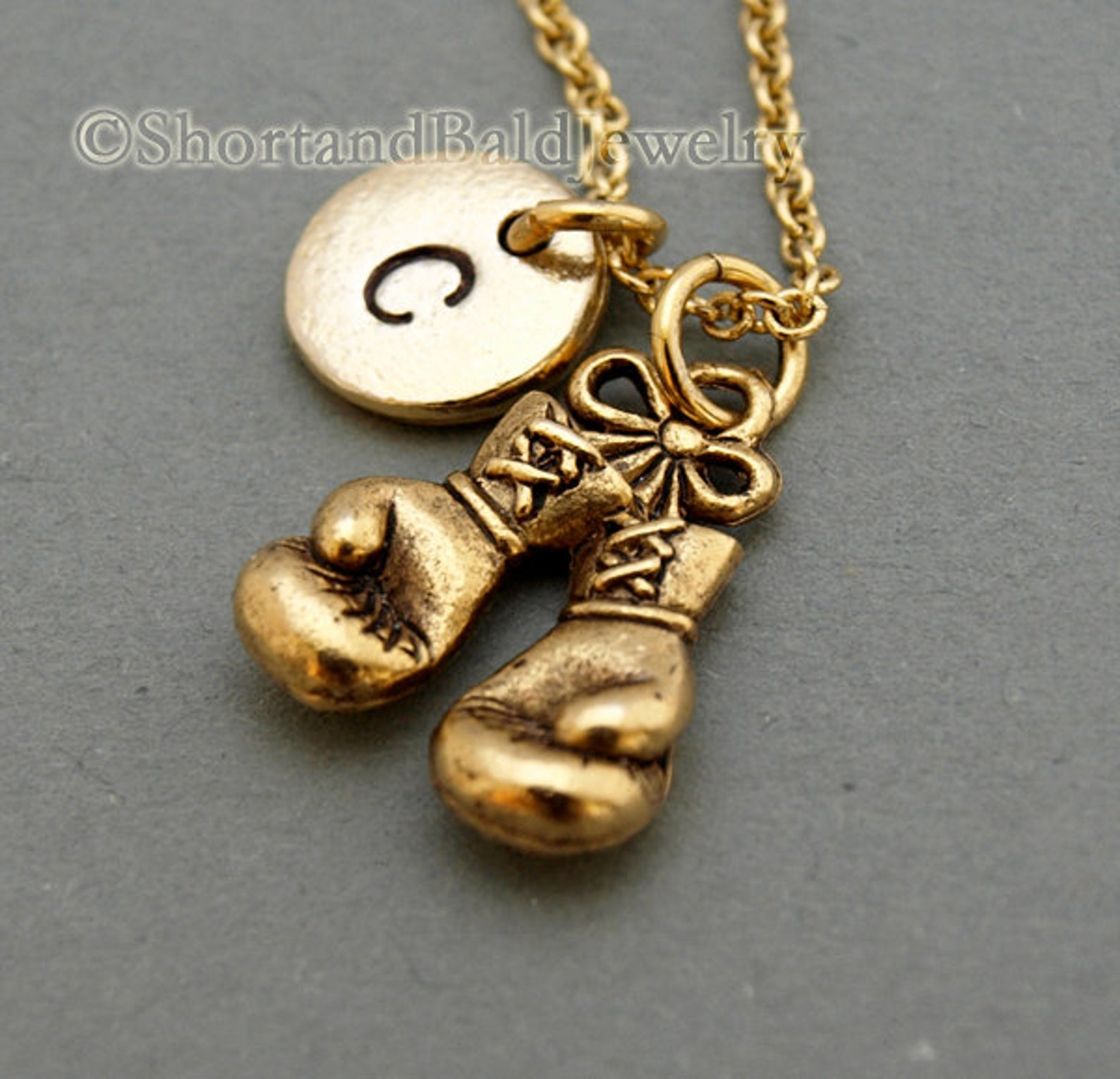 Boxing Gloves Necklace Boxing Glove Charm Antique Gold | Etsy