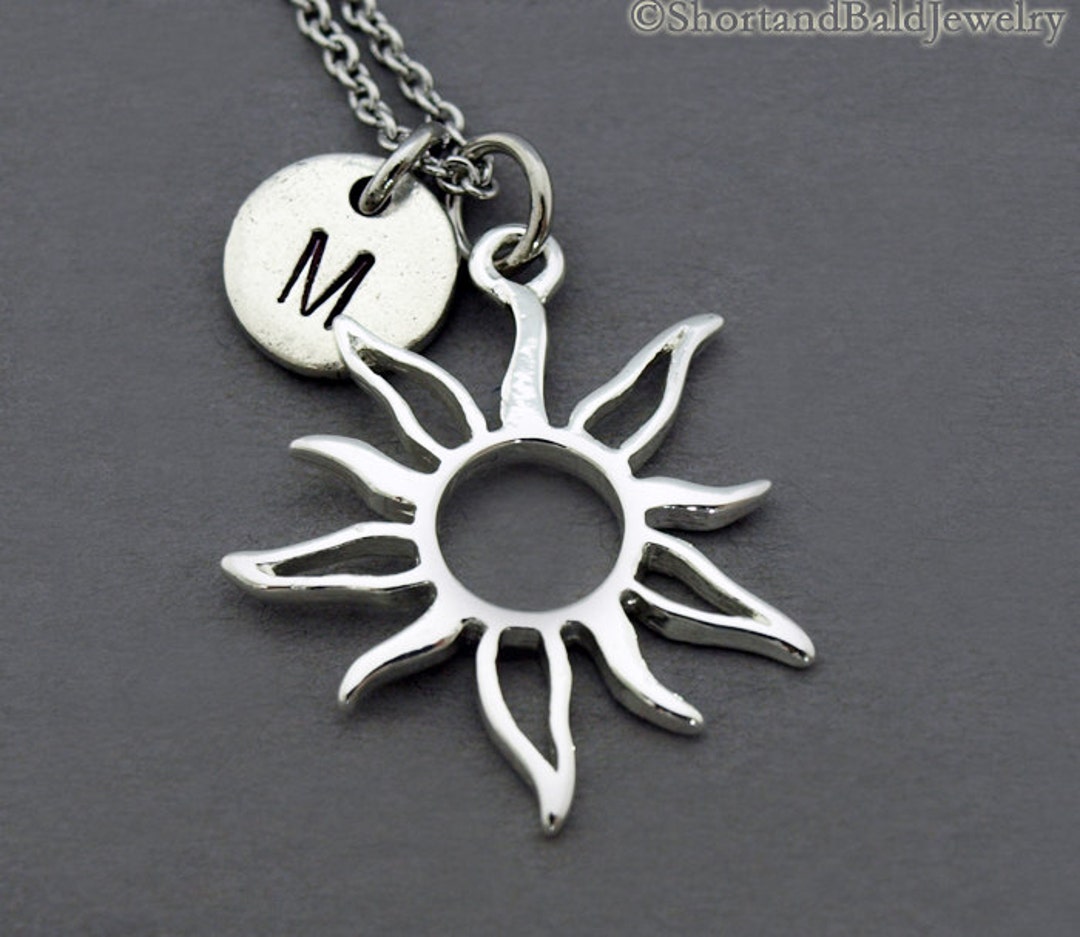 Sun Outline Necklace Sun Charm Jewelry Silver Sun Necklace - Etsy