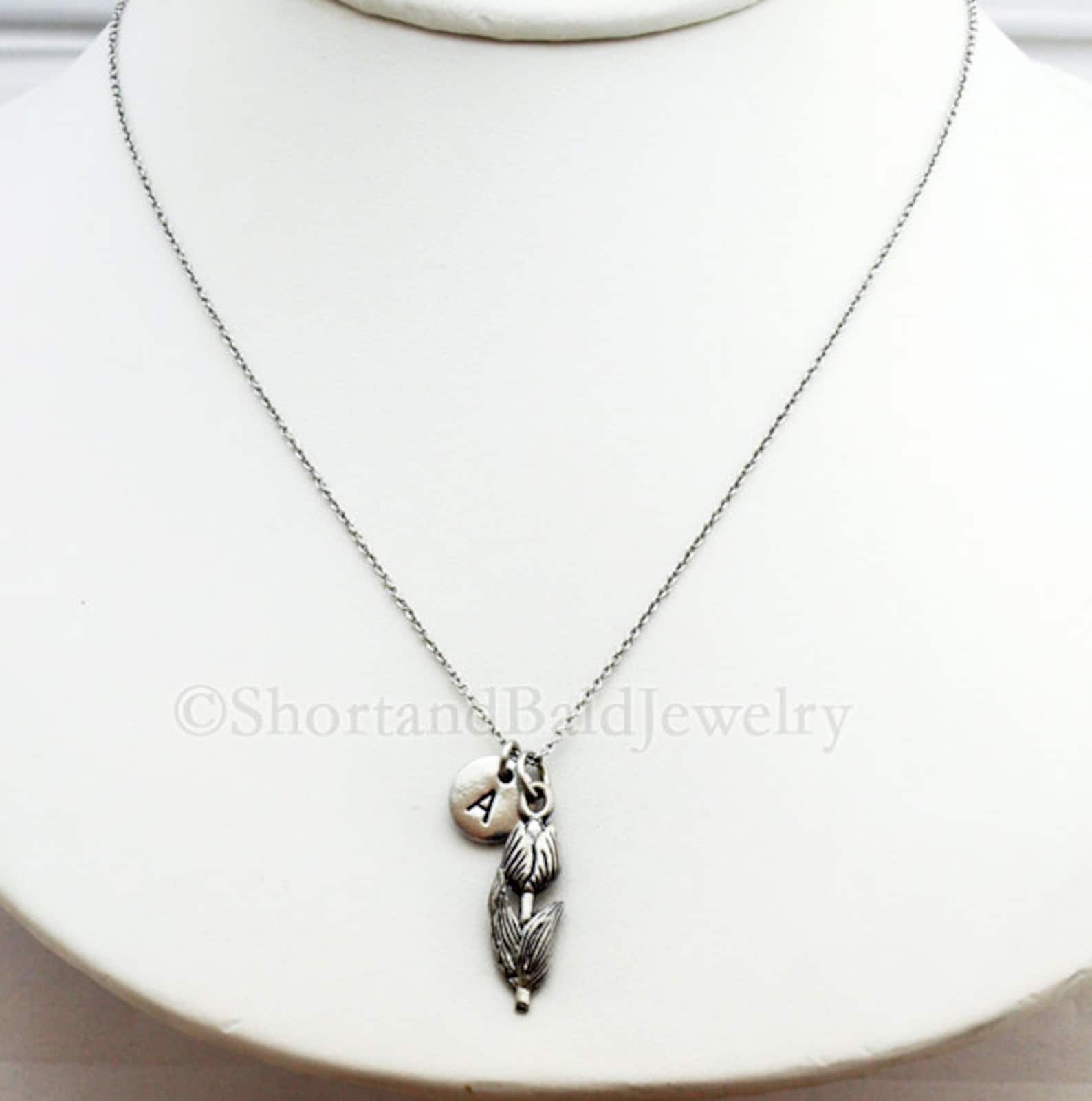 Tulip Necklace Flower Charm Tulip Flower Antique Silver - Etsy