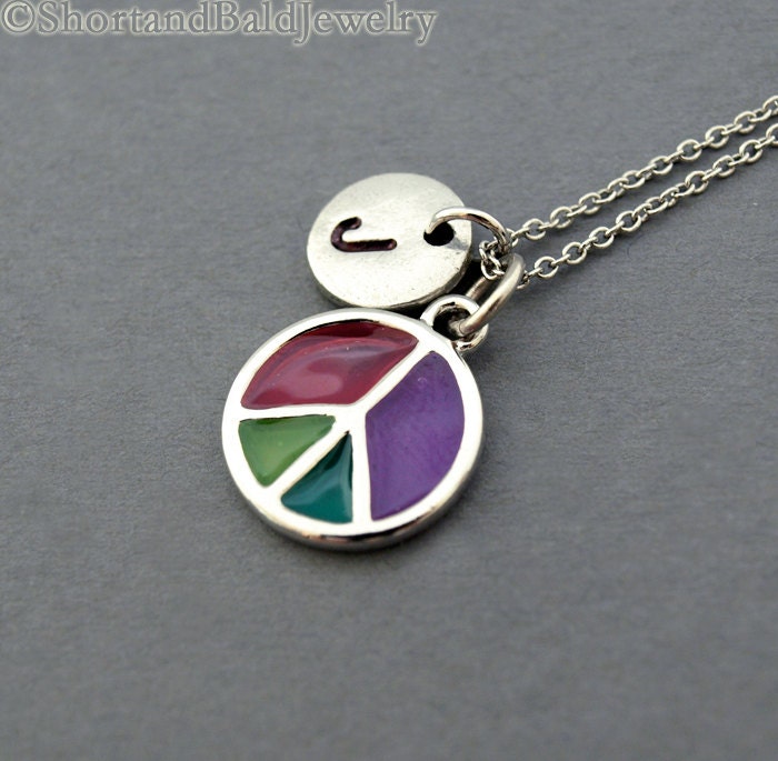 Peace Sign Necklace Multicolor Peace Peace Symbol Necklace - Etsy