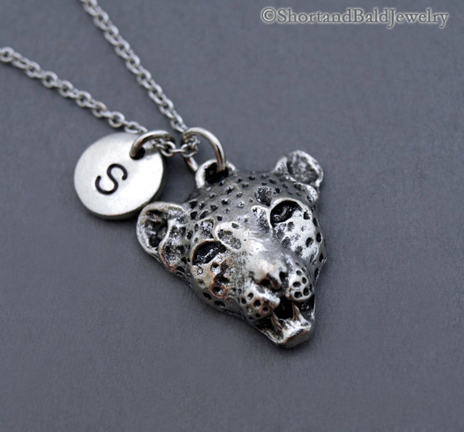 Leopard Head Necklace, Leopard Head Charm, Silver Leopard Charm Jewelry ...