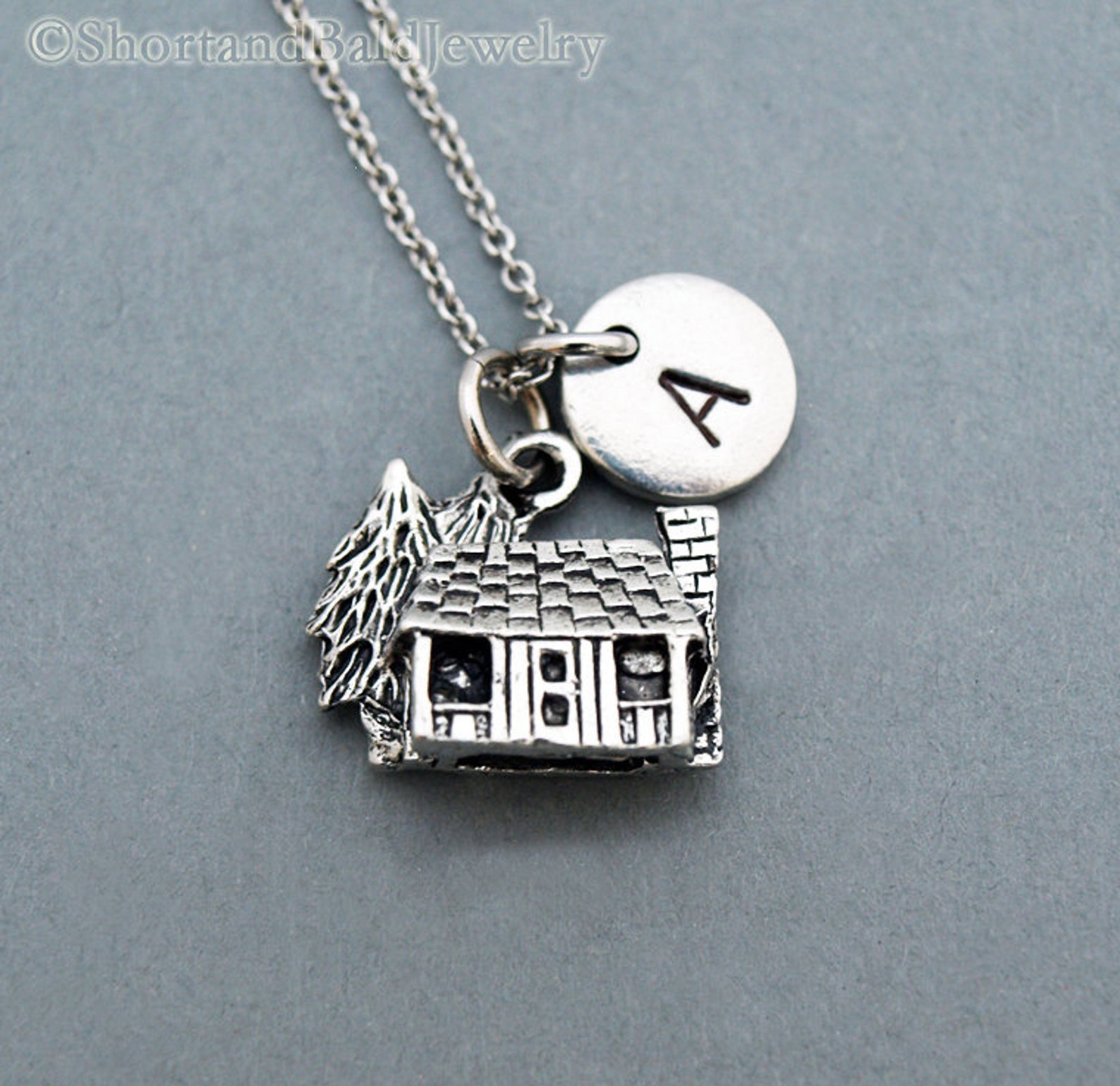 Log Cabin Necklace, Cottage, Log House, Silver Cottage Log Cabin Charm ...