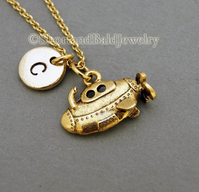 Submarine Necklace, Initial Necklace, Initial Hand Stamped ...