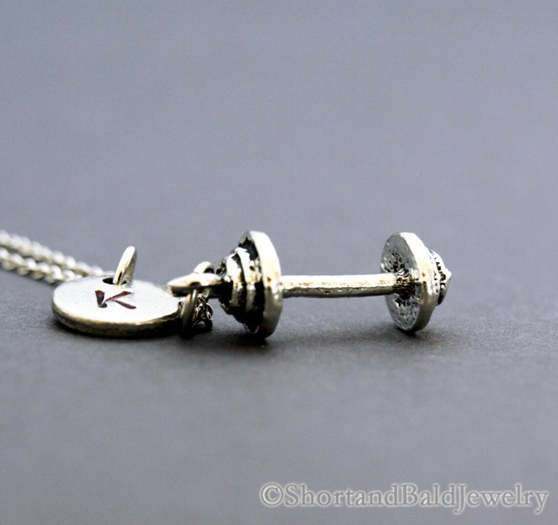 Barbell Necklace Barbell Charm Fitness Weightlifting | Etsy