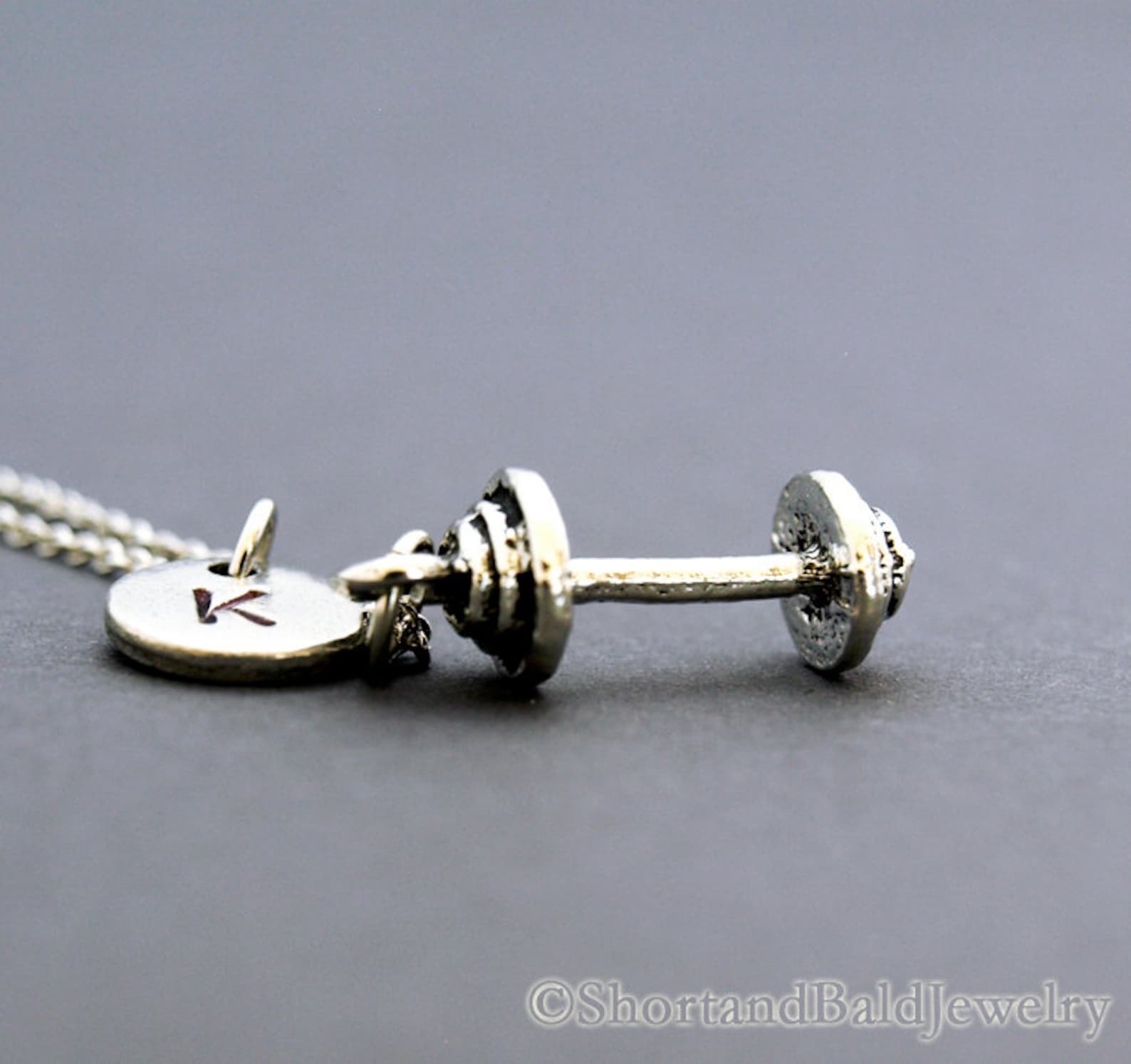 Barbell Necklace, Barbell Charm, Fitness, Weightlifting, Antique Silver ...