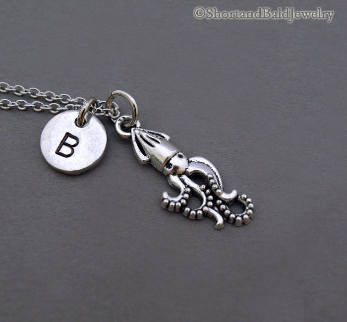 Squid Necklace Squid Charm Silver Squid Squid Jewelry - Etsy