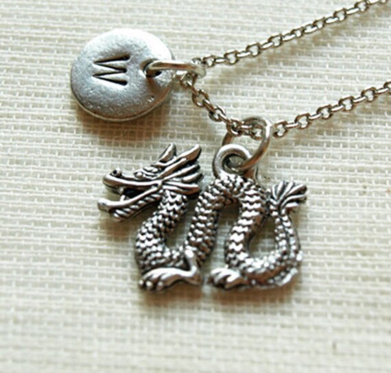 Dragon Necklace Silver Dragon Charm Chinese Dragon Charm | Etsy