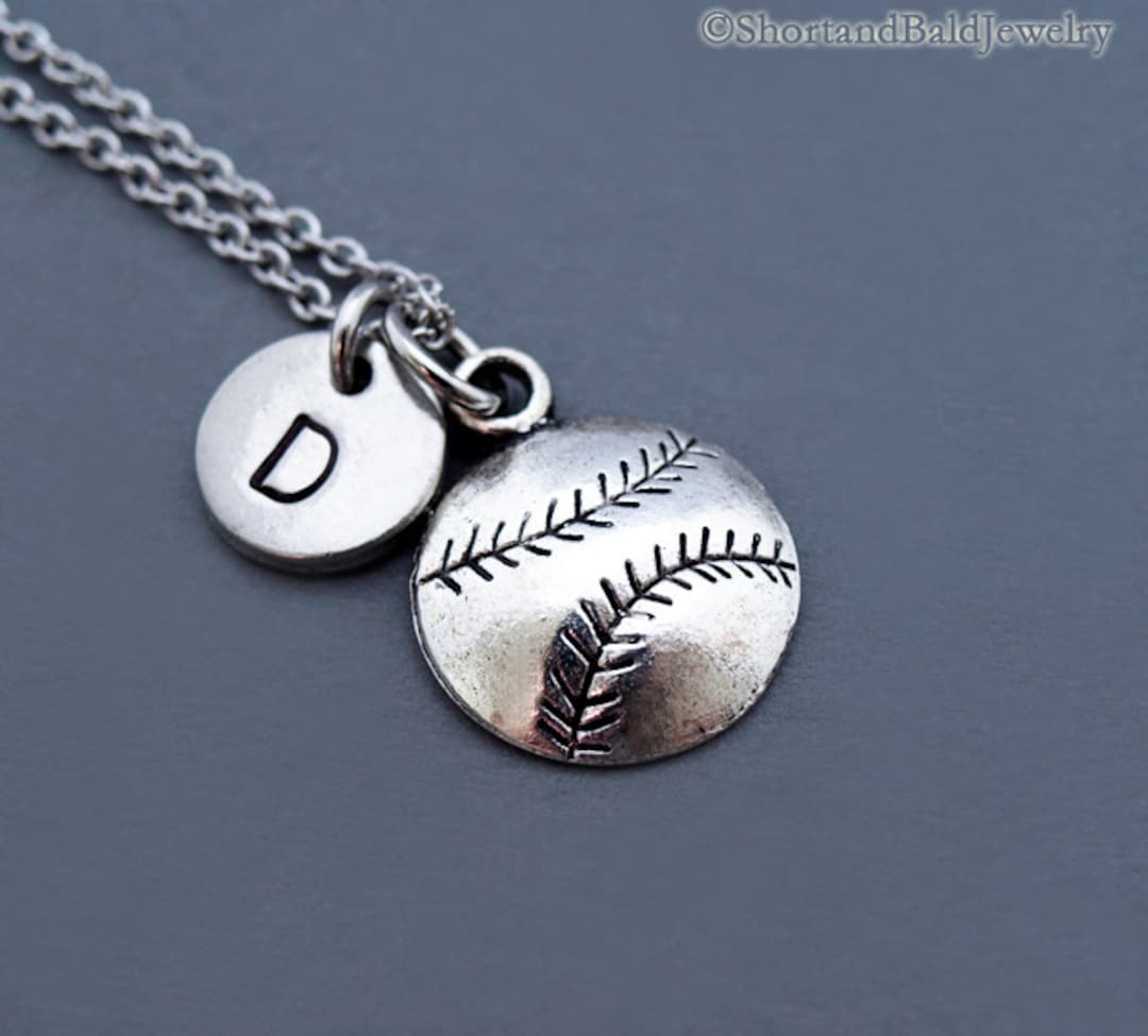 Baseball Necklace, Baseball Ball Charm, Silver Baseball Charm Necklace ...