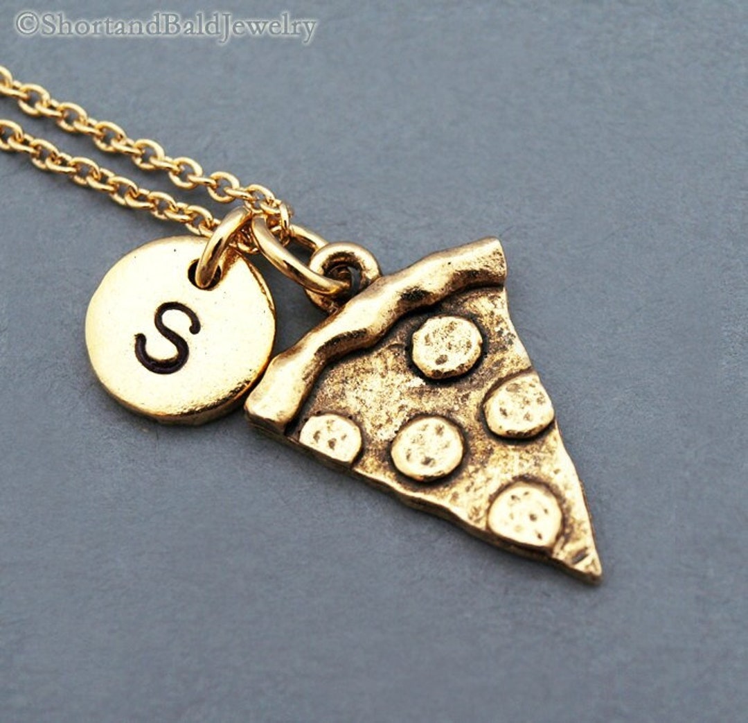 Pizza Necklace, Pizza Slice, Pepperoni Pizza, Food Charm, Gold Pizza ...