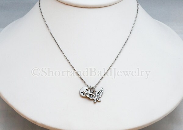 Angel Wings Necklace, Angel Wings, Initial Necklace, Hand Stamped ...