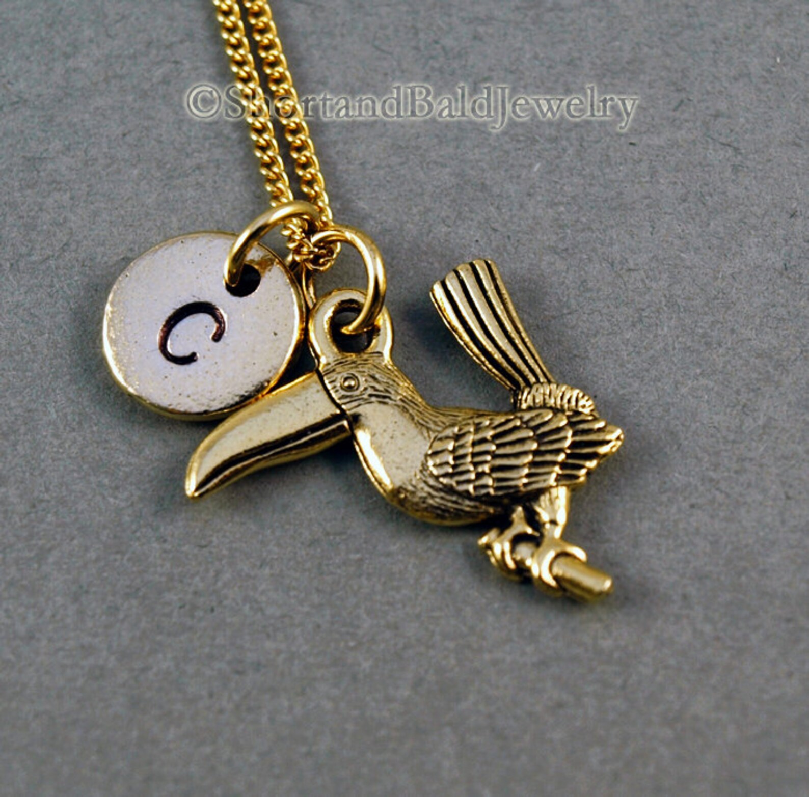 Toucan Necklace, Toucan Charm Jewelry, Yellow Gold Toucan, Antique Gold ...