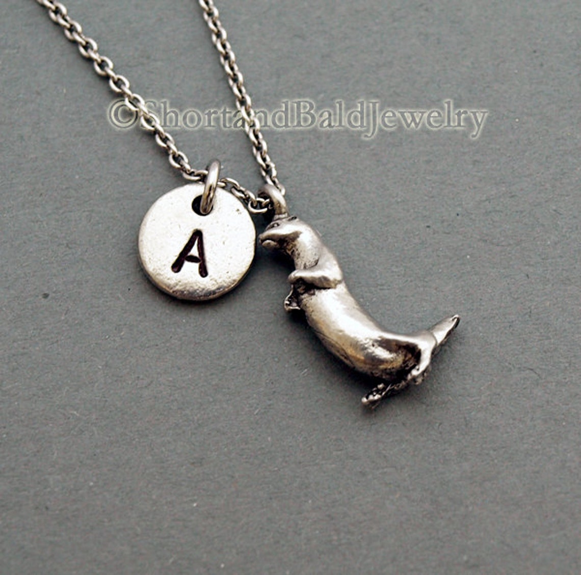 Otter Charm Necklace, Sea Otter, Initial Necklace, Initial Hand Stamped ...